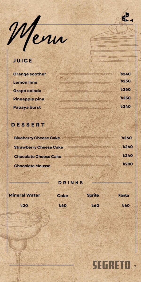 Segreto Menu, Price & Restaurant Location in Mirpur 1 - Shopalian.com