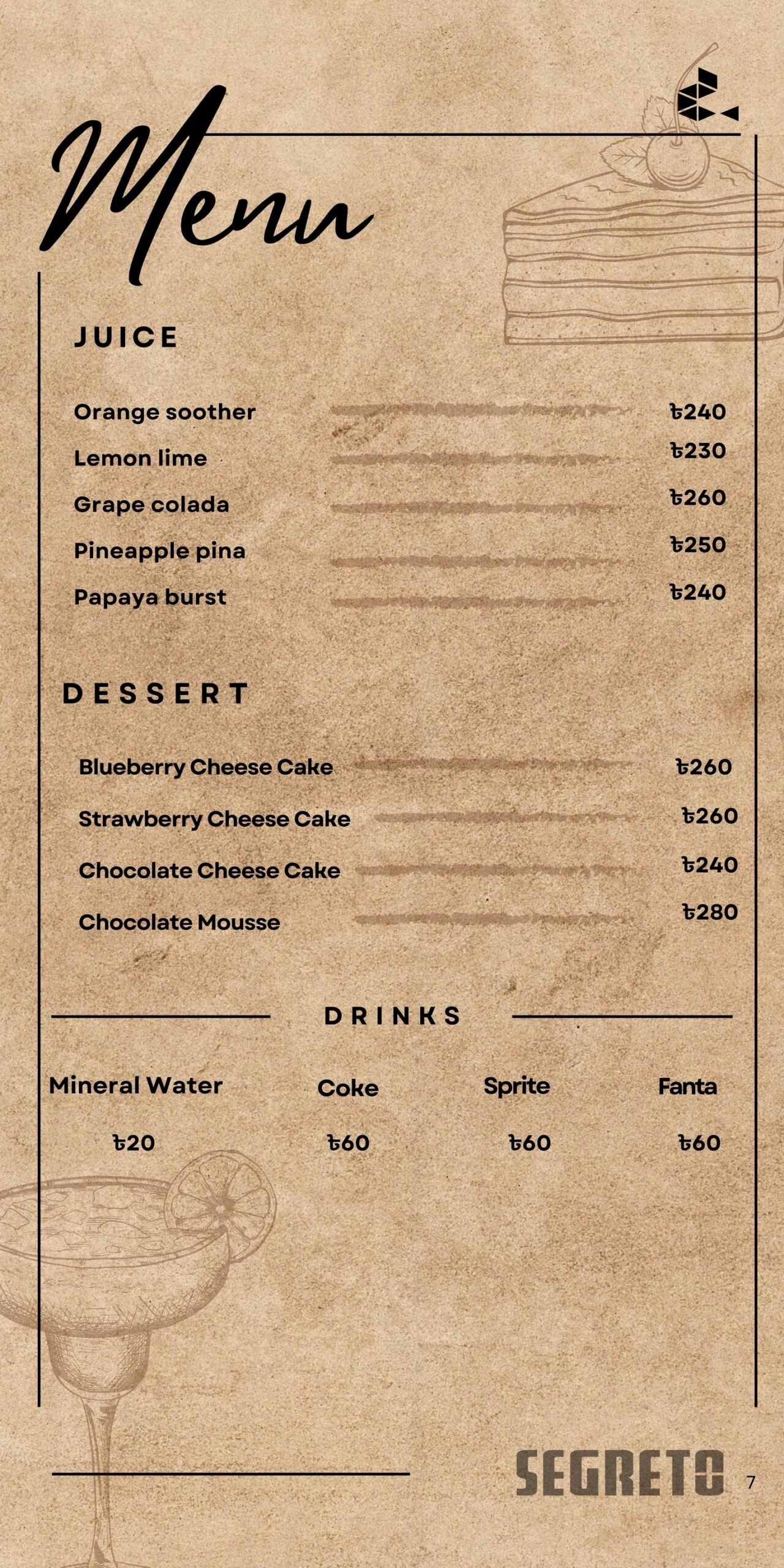 Segreto Menu, Price & Restaurant Location in Mirpur 1 - Shopalian.com