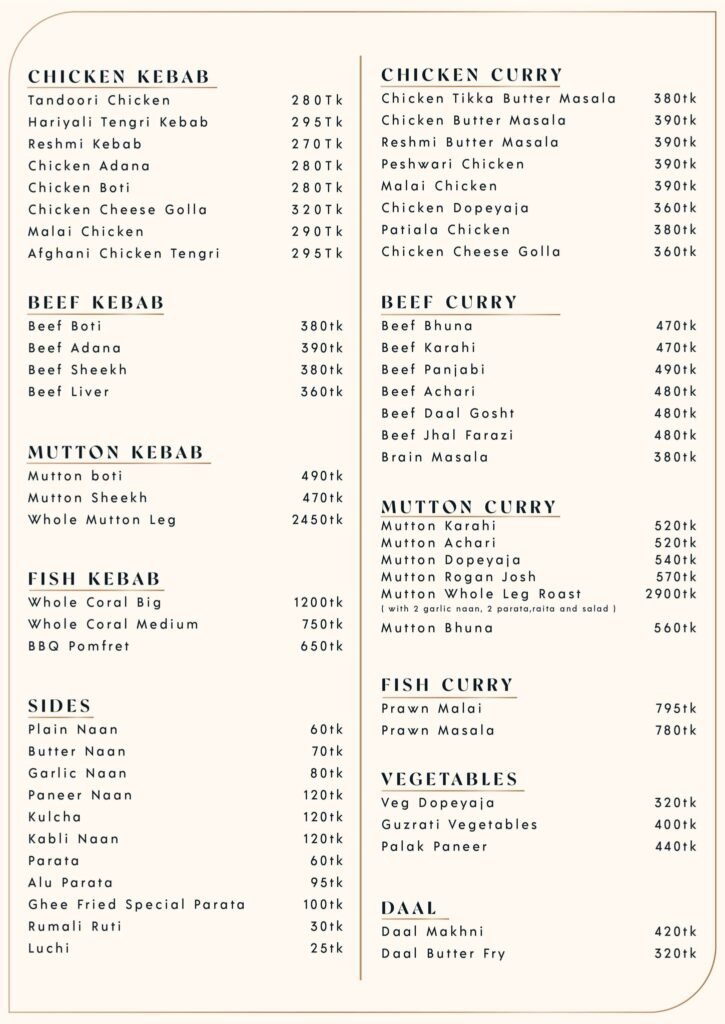 Rave Buffet and Rooftop Restaurant Menu & Price at Mirpur 11